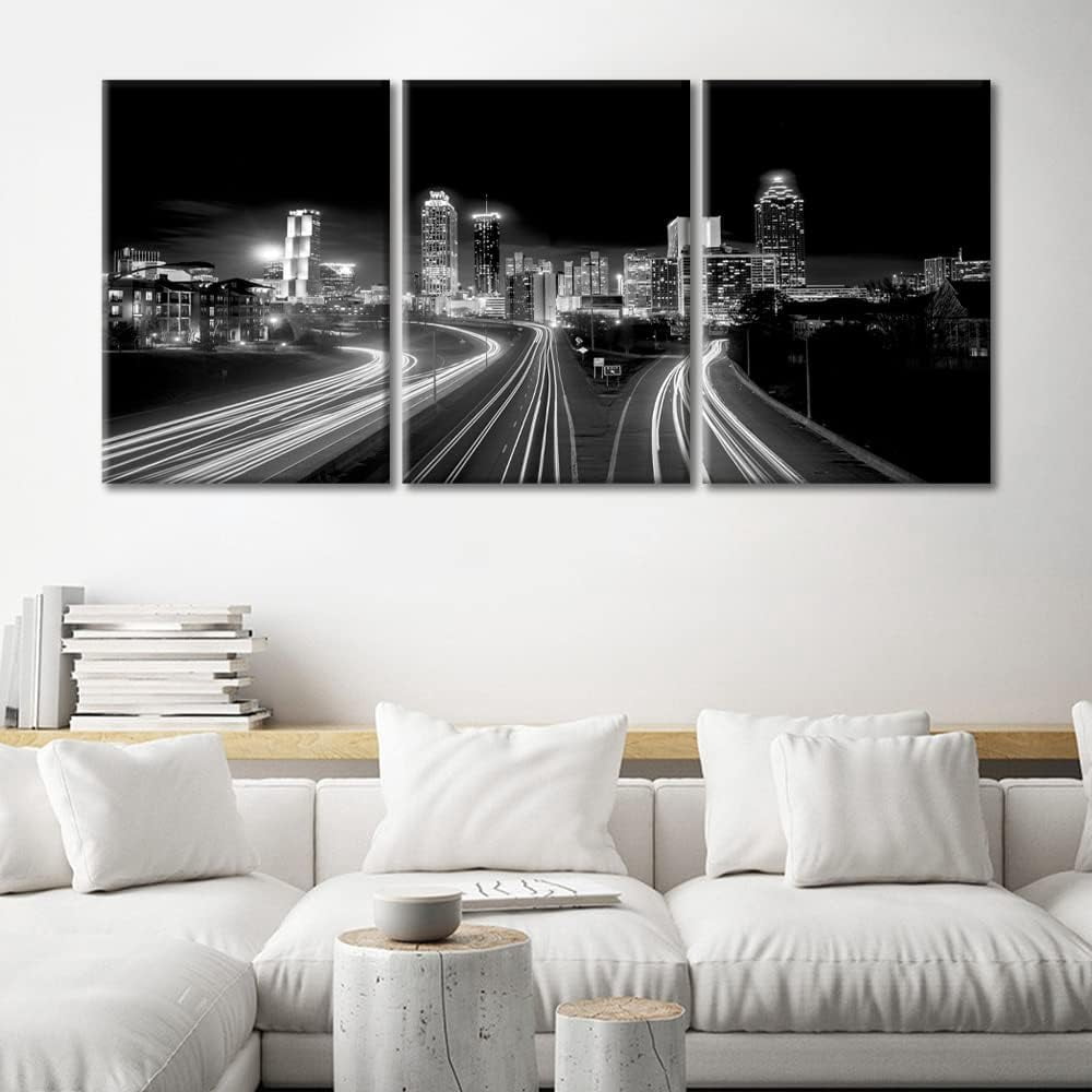 3 Piece City Traffic Trajectory Optical Line Wall Art Modern Dallas ...
