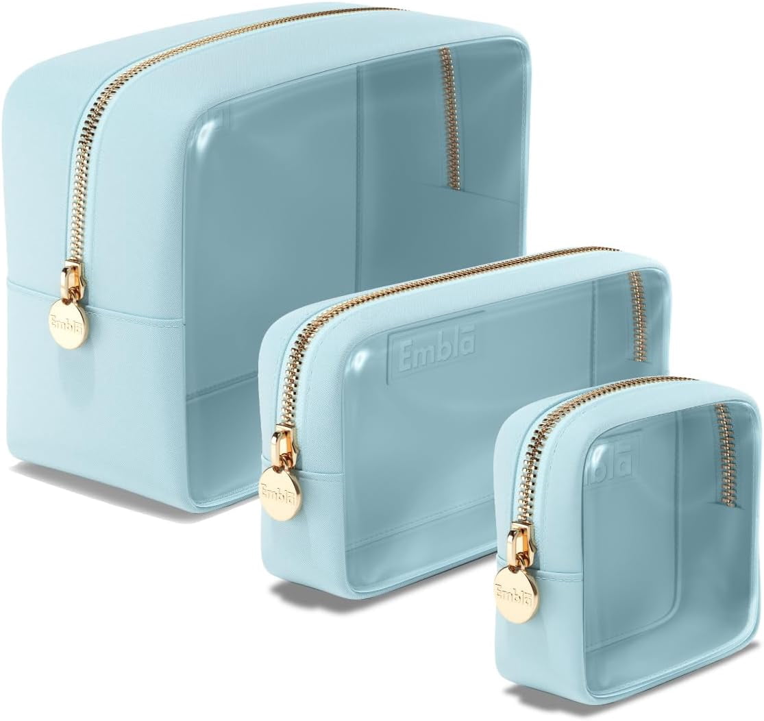 3 Piece Clear Makeup Bag Set for Toiletries Large Medium Small Skincare ...