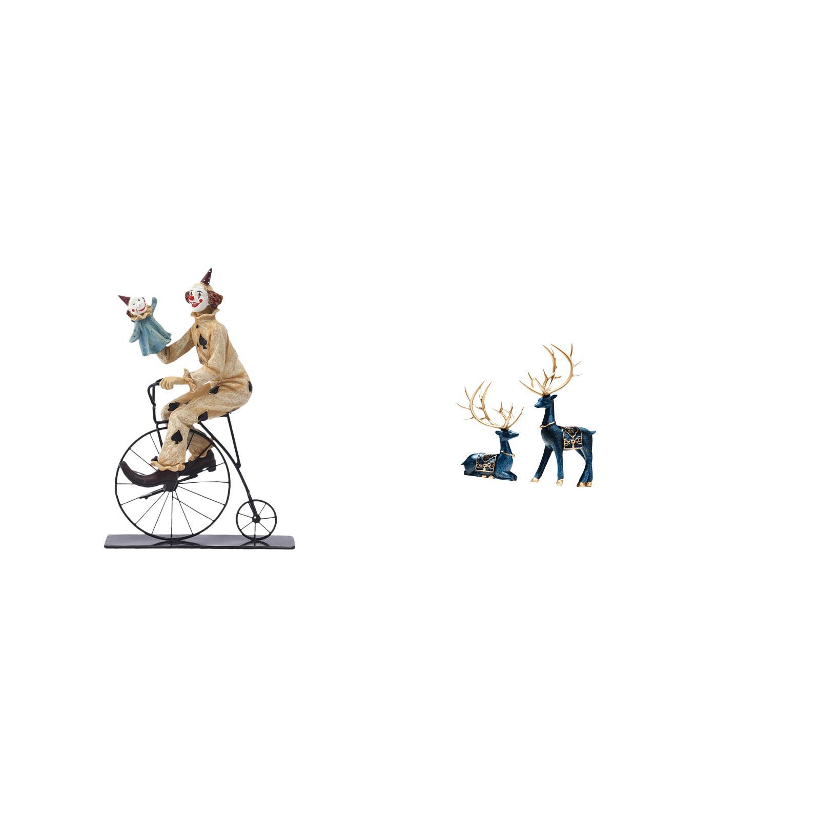 3 Piece Clown Figurines Deer Sculptures Reindeer Statues Resin Material ...