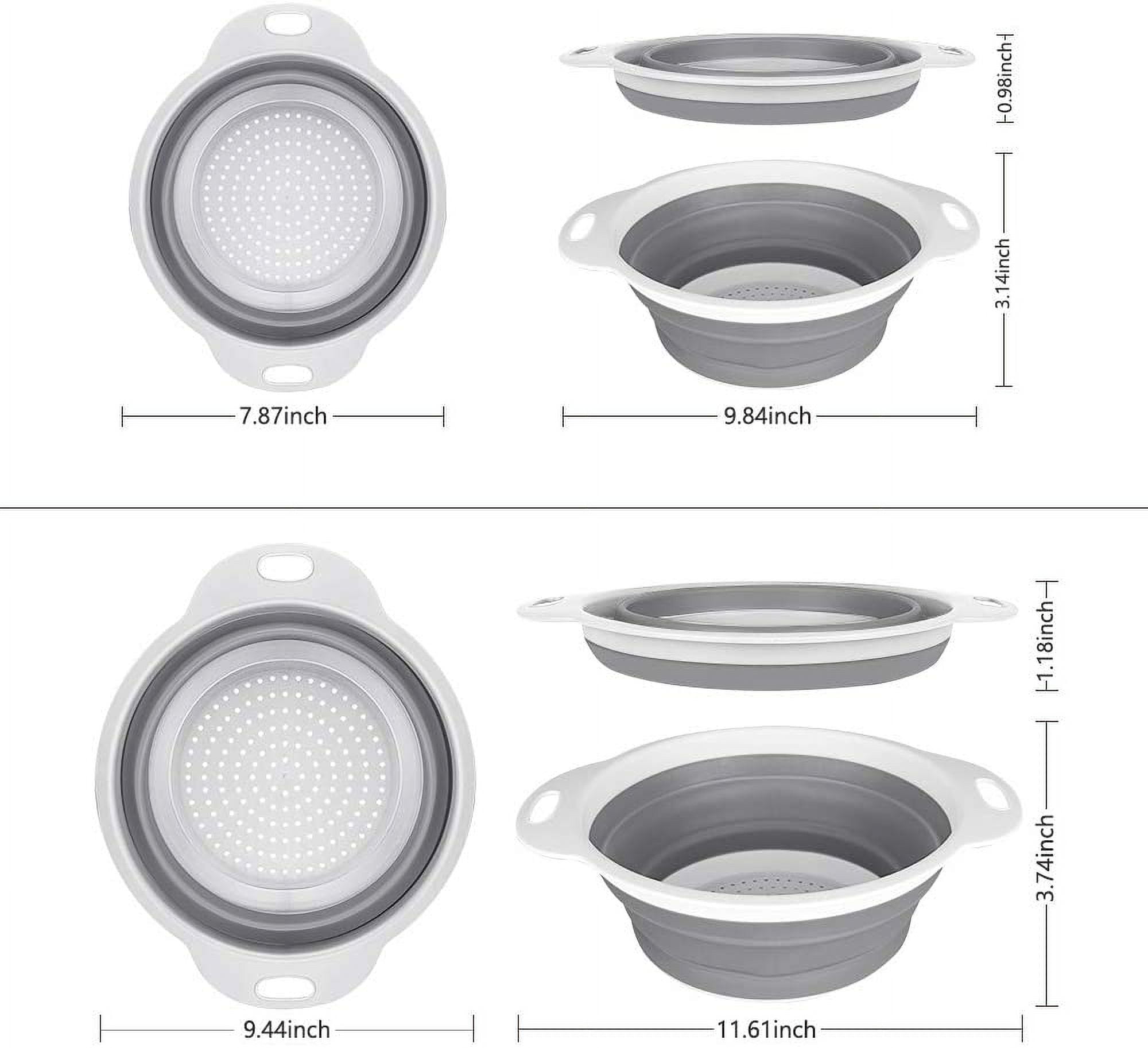 3-Piece Collapsible Silicone Colander Set, 2x4-Quart & 1x2-Quart ...