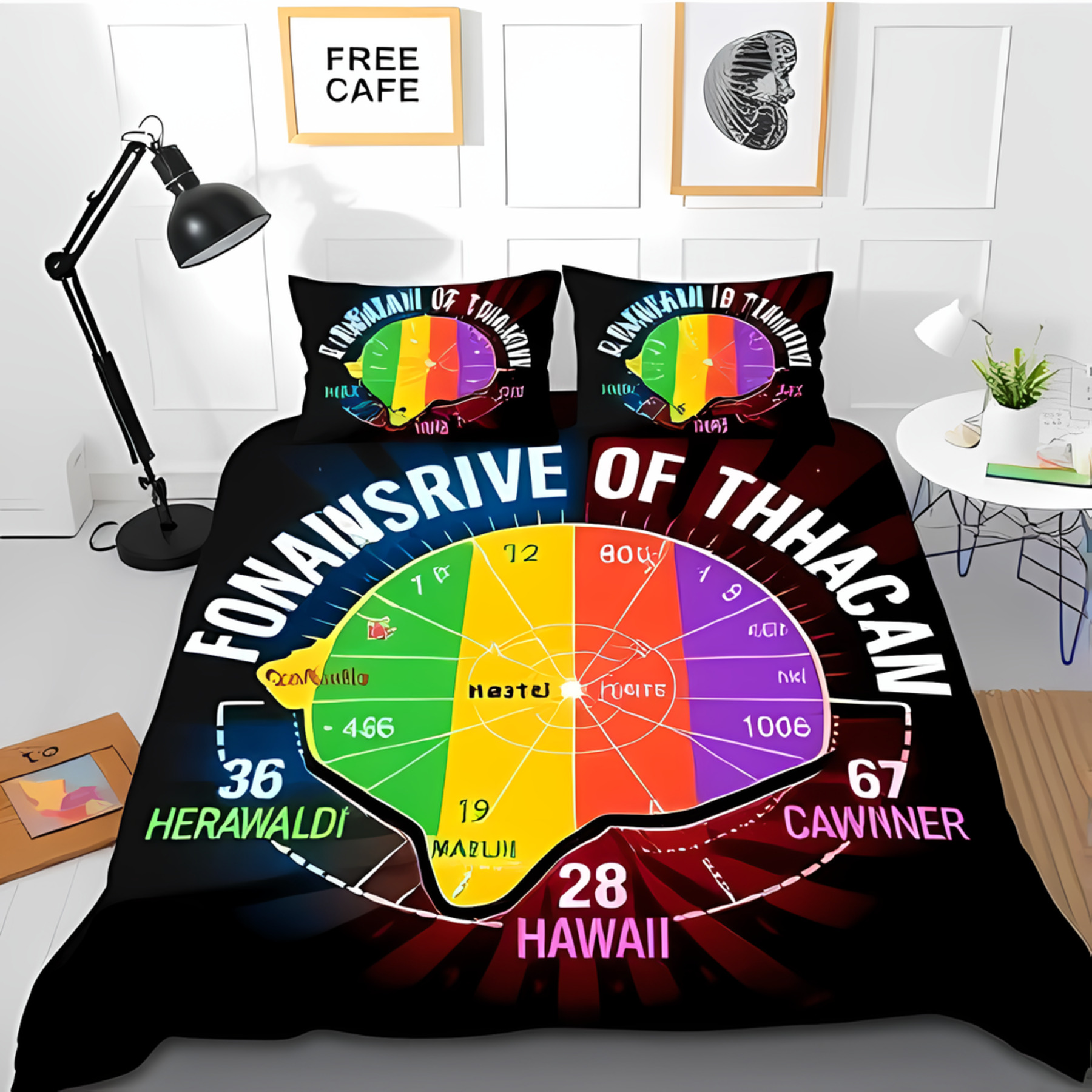 3-Piece Colorful Brain Map Duvet Cover Set with Matching Pillows ...