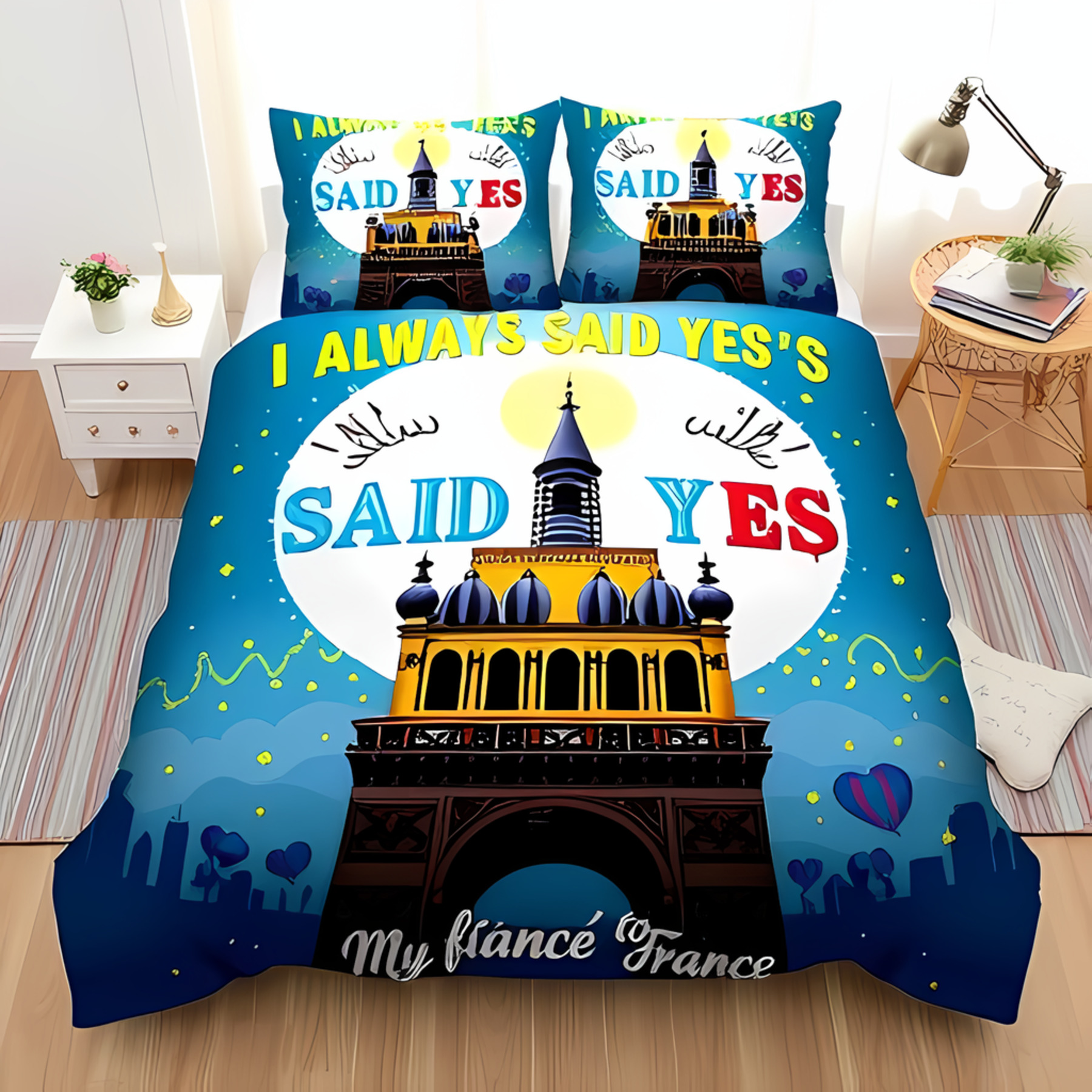 3-Piece Colorful Castle Duvet Cover Set with Playful " I ALWAYS SAID ...