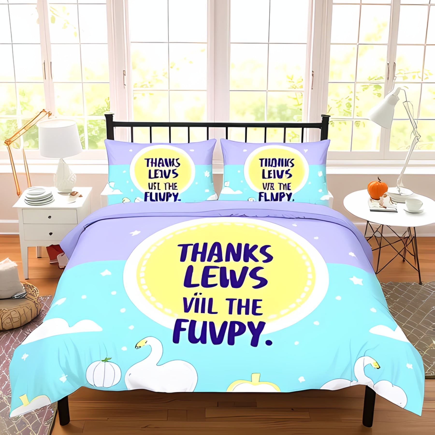 3-Piece Colorful Duvet Cover Set with Playful Gradient Design White ...