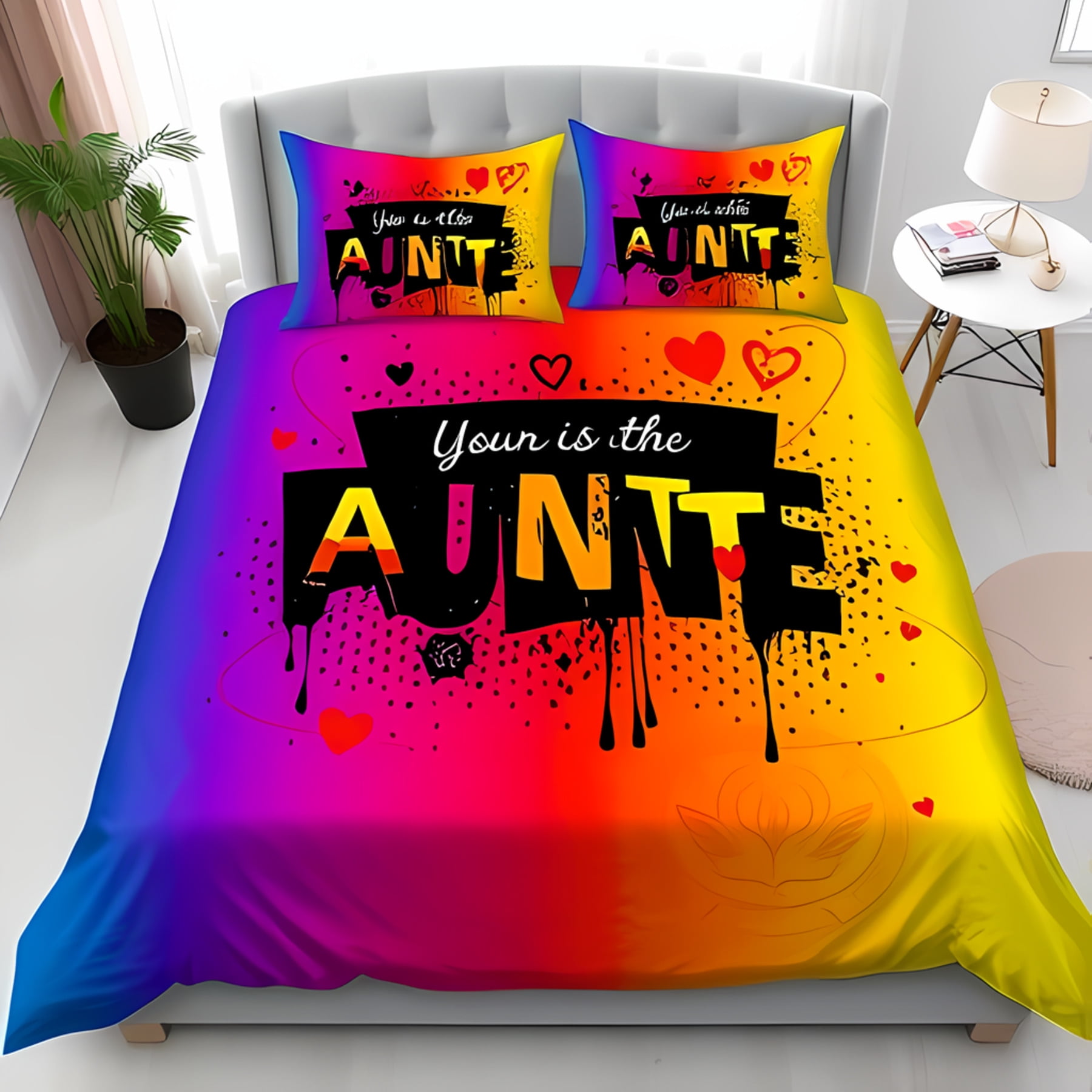 3-Piece Colorful Duvet Cover Set - Vibrant Gradient Purple Yellow ...