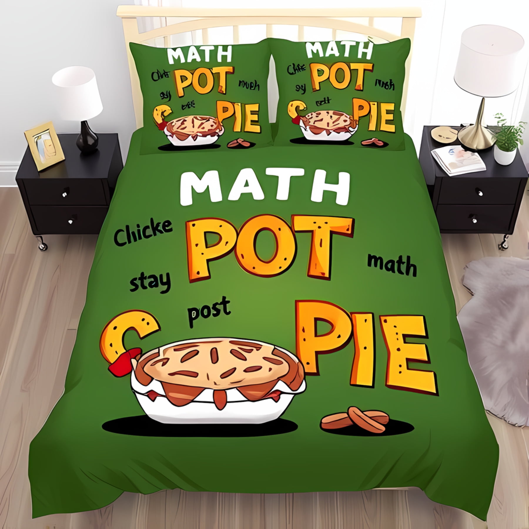 3-Piece Colorful Math & Pie Duvet Cover Set - Whimsical Design with ...