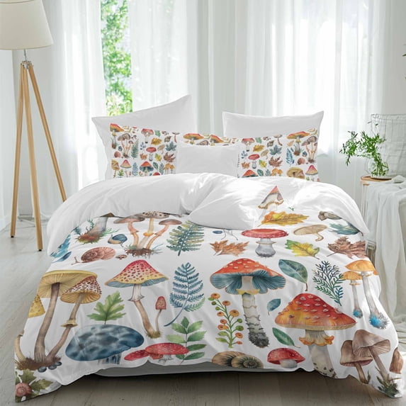 3 Piece Colorful Mushroom Duvet Cover Set Full Size,Microfiber ...