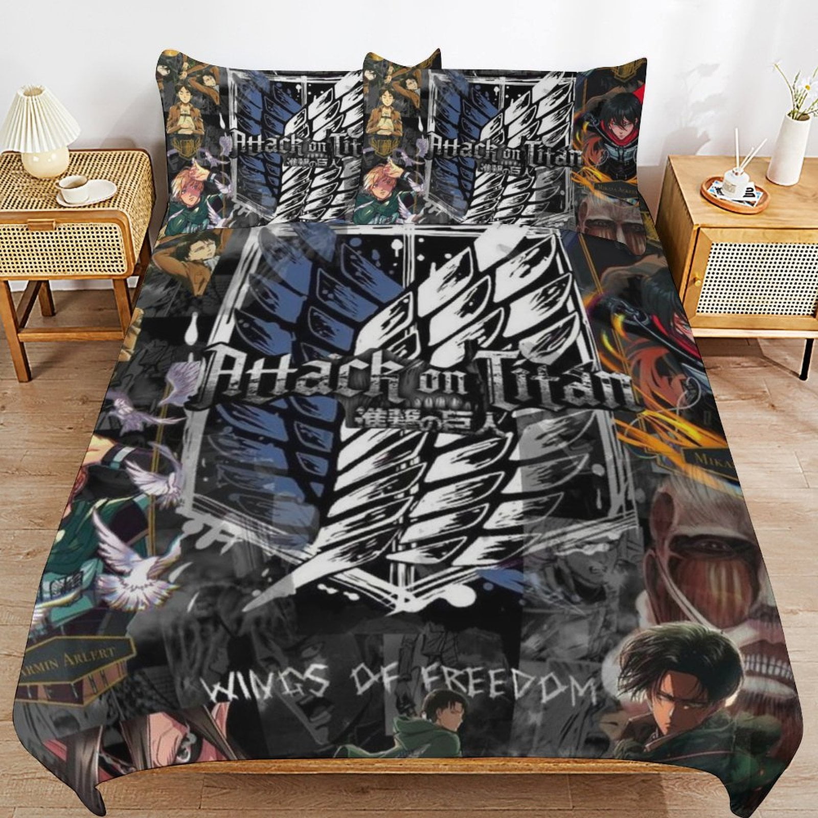 3 Piece Comfortable Bedding Set Attack on Titan Duvet Cover Twin Bed ...