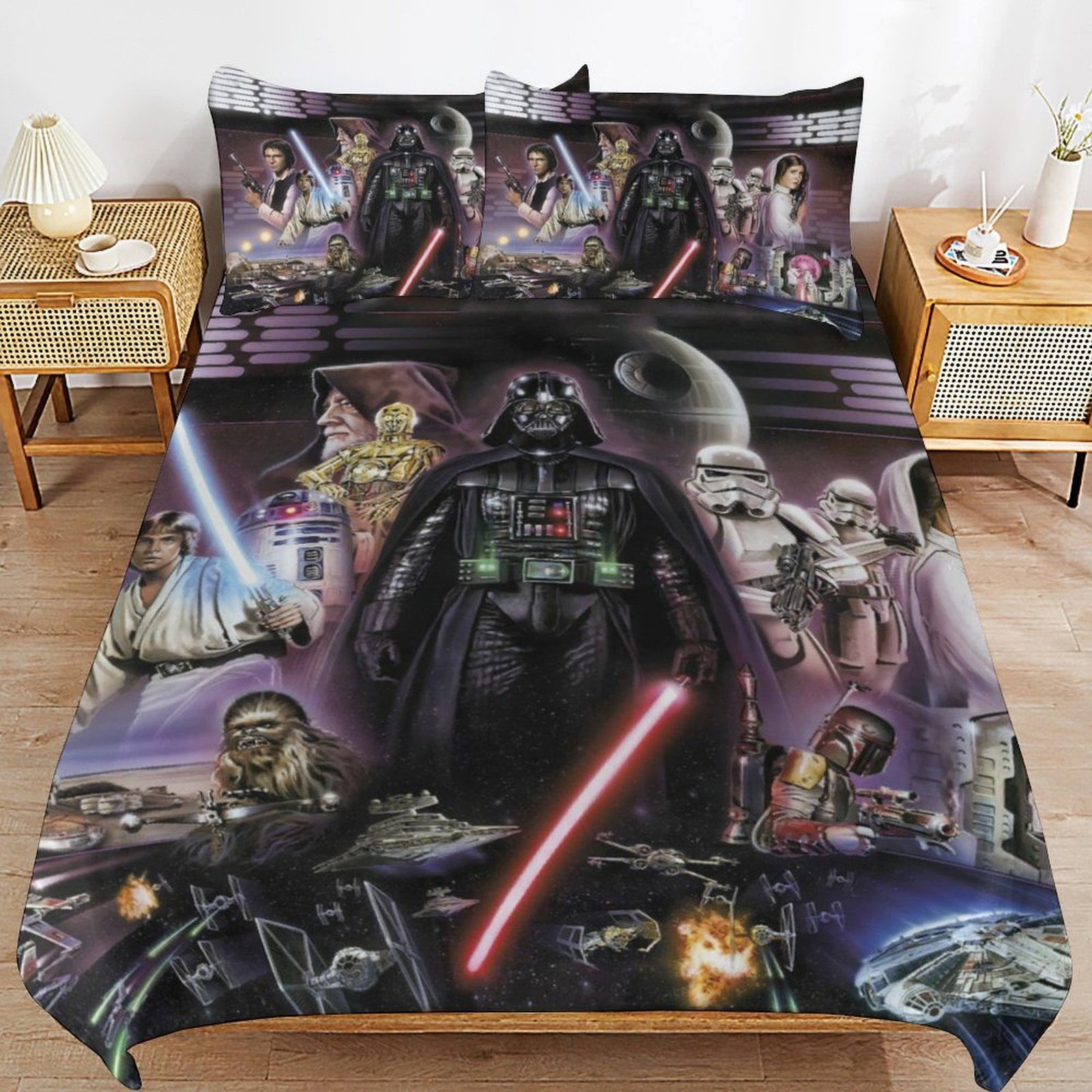 3 Piece Comfortable Bedding Set Darth Vader Duvet Cover Twin Bed with 2 ...