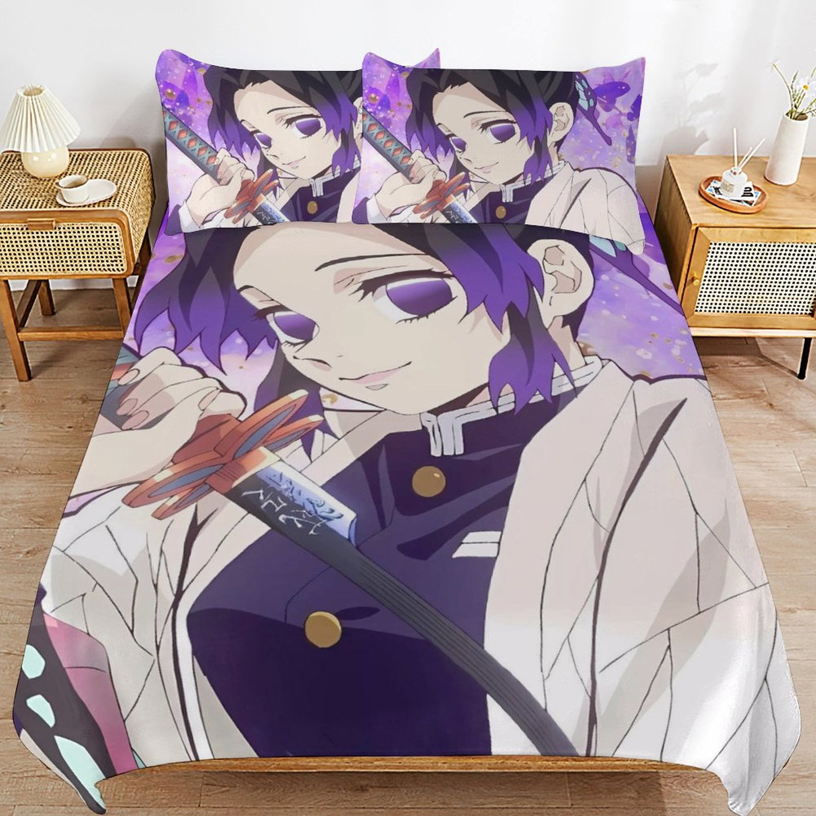 3 Piece Comfortable Bedding Set Demon Slayer Kochou Shinobu Duvet Cover ...
