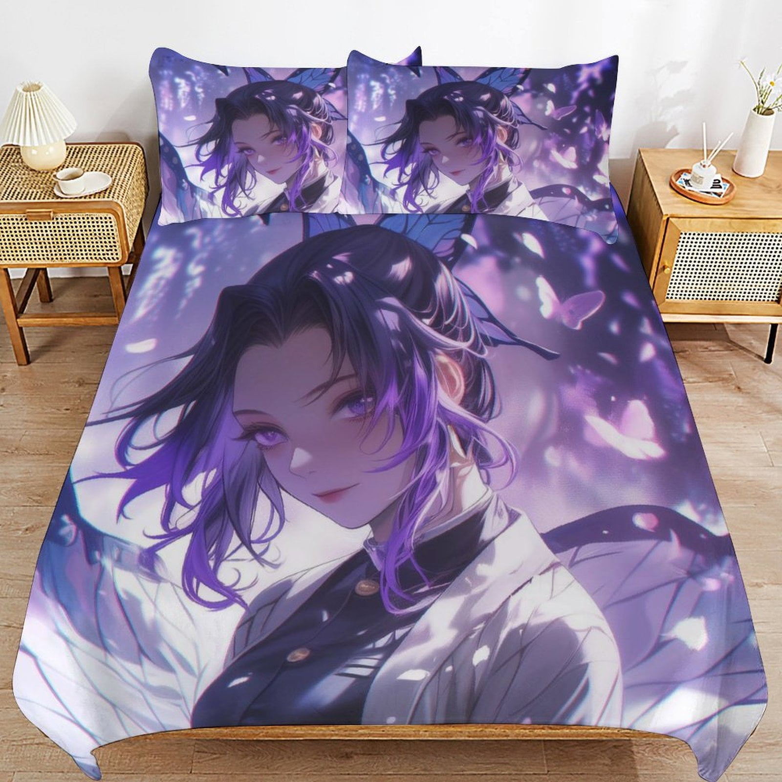 3 Piece Comfortable Bedding Set Demon Slayer Kochou Shinobu Duvet Cover ...
