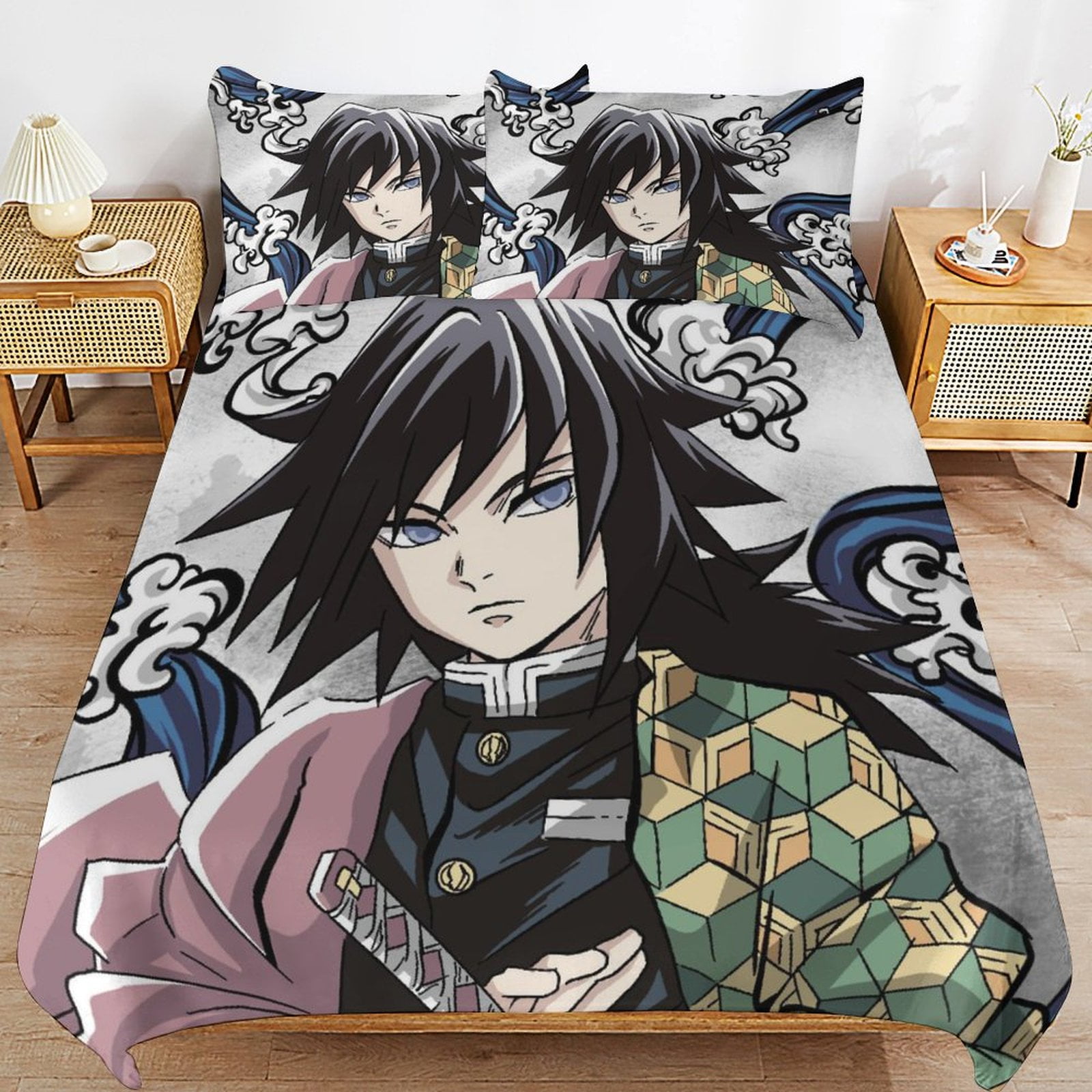 3 Piece Comfortable Bedding Set Demon Slayer Tomioka Giyuu Duvet Cover ...