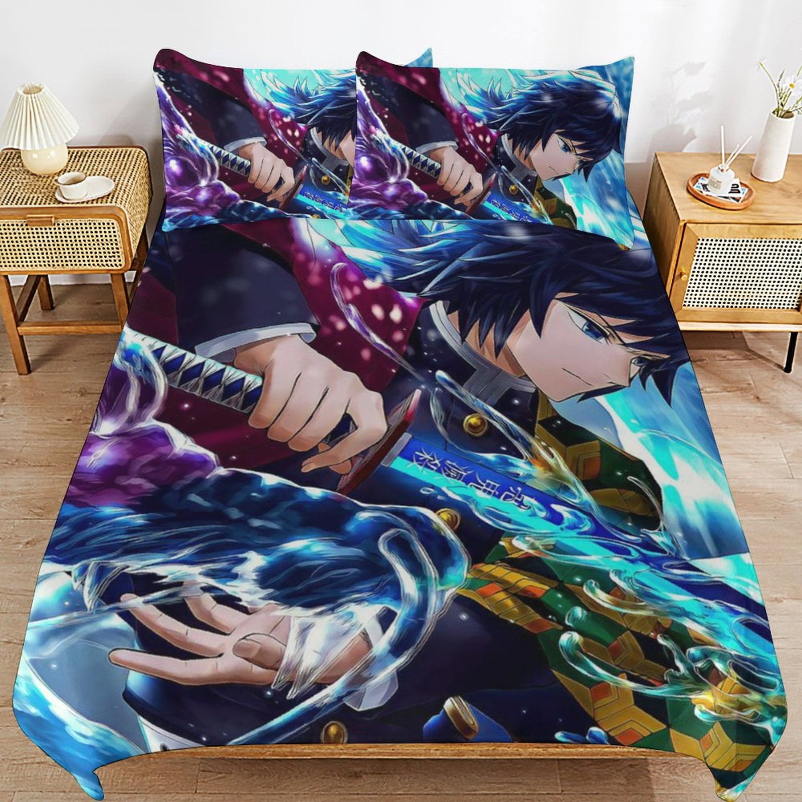 3 Piece Comfortable Bedding Set Demon Slayer Tomioka Giyuu Duvet Cover ...