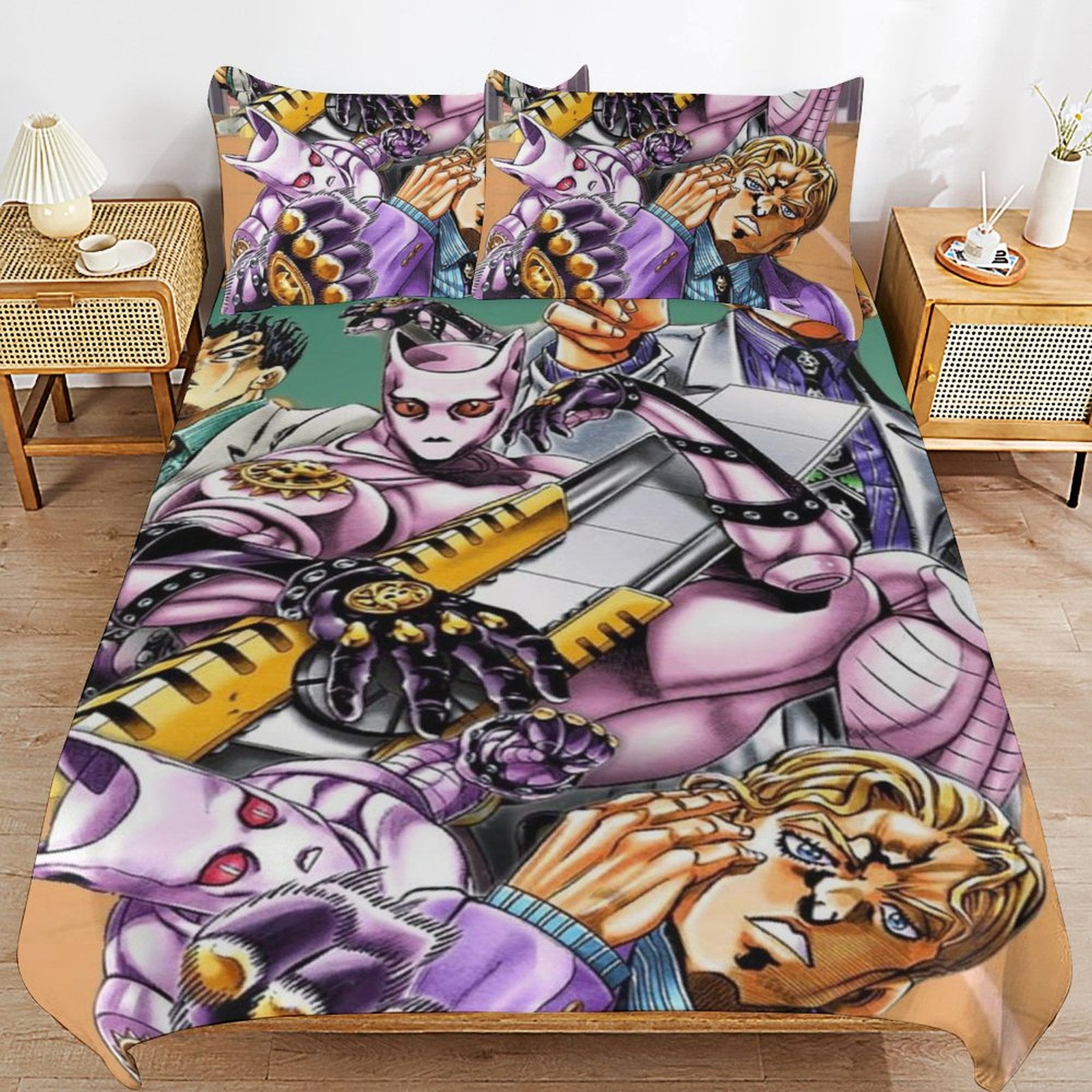 3 Piece Comfortable Bedding Set, Jojo's Bizarre Adventure Yoshikage Kira Duvet Cover Twin Bed ...