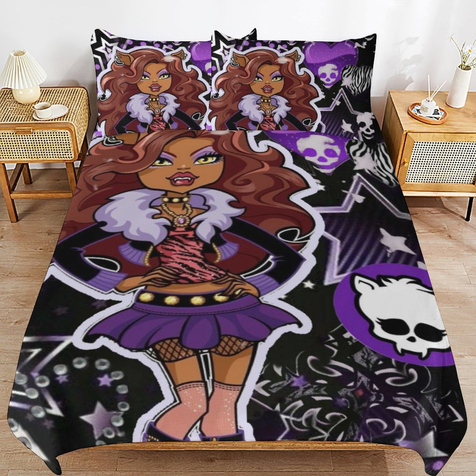 3 Piece Comfortable Bedding Set Monster High Duvet Cover Twin Bed with ...