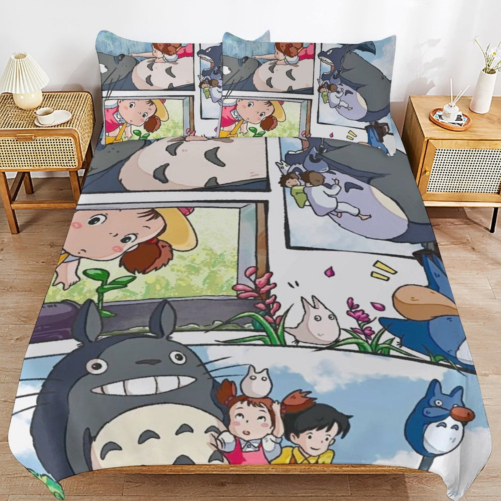 3 Piece Comfortable Bedding Set My Neighbor Totoro Duvet Cover Twin Bed ...