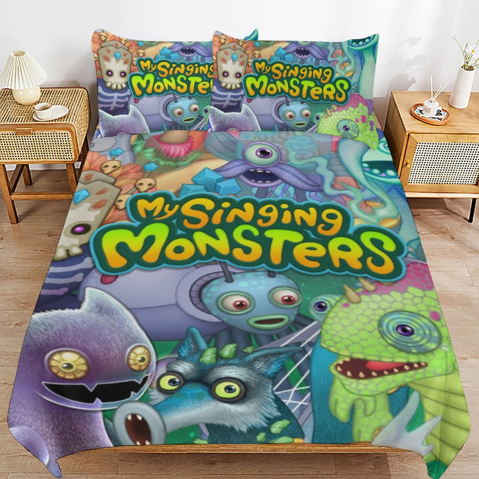 3 Piece Comfortable Bedding Set My Singing Monsters Duvet Cover Twin ...