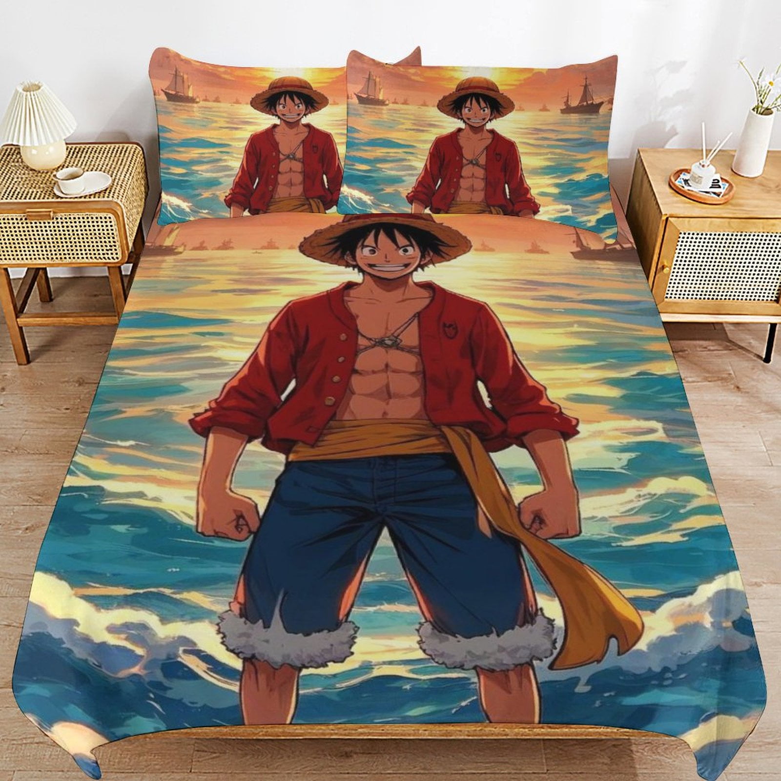 3 Piece Comfortable Bedding Set One Piece Luffy Duvet Cover Twin Bed ...