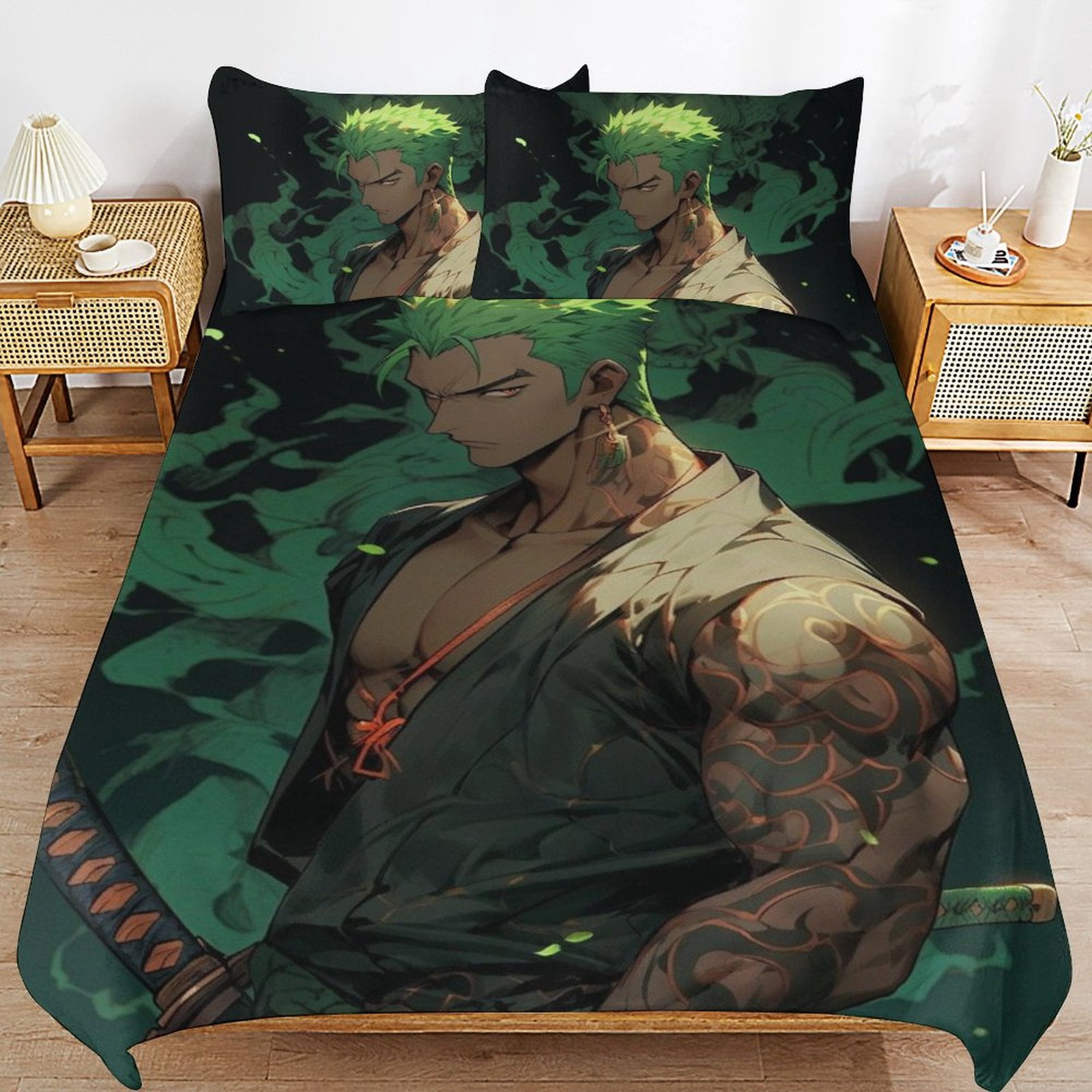 3 Piece Comfortable Bedding Set One Piece Roronoa Zoro Duvet Cover Twin ...