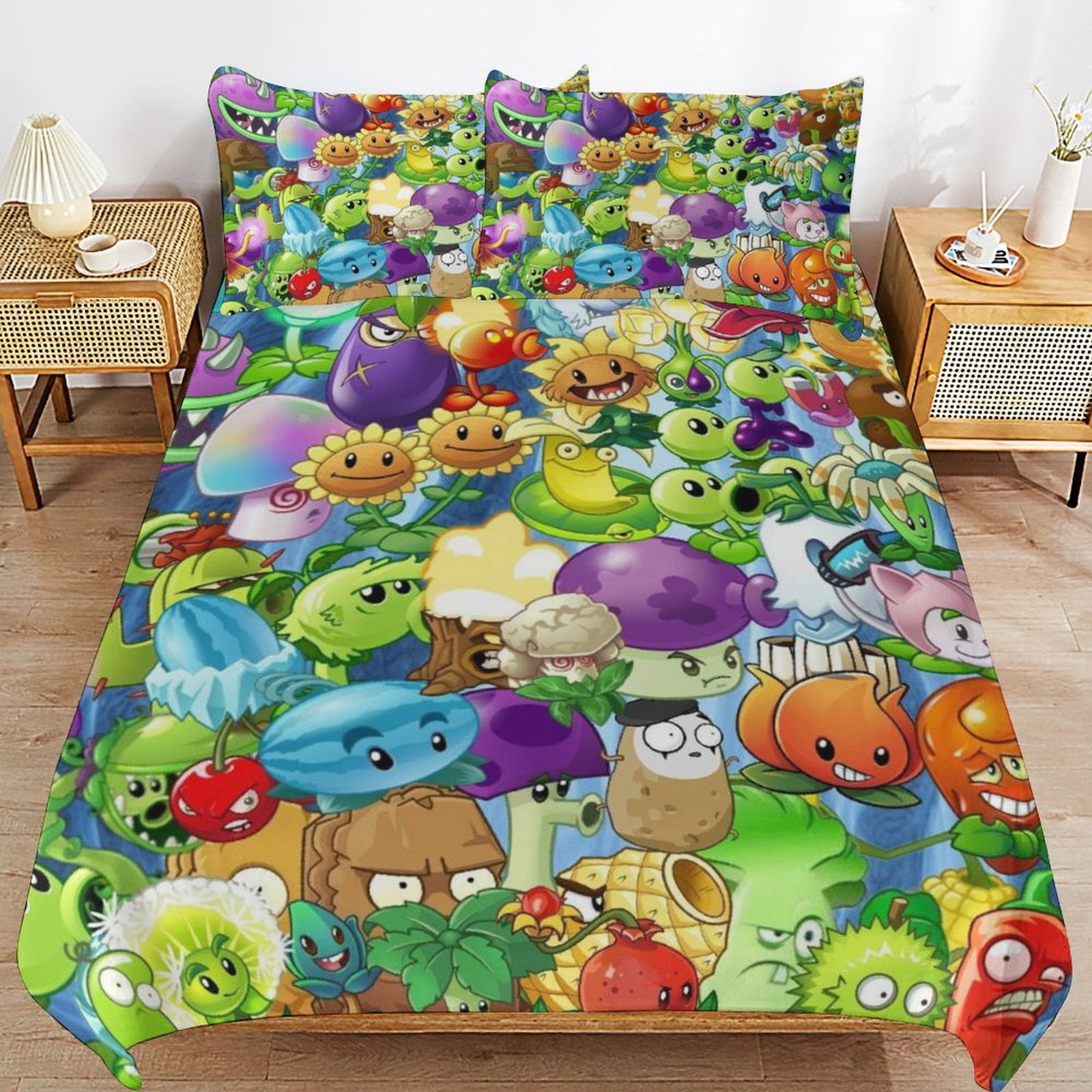 3 Piece Comfortable Bedding Set Plants Vs Zombies Duvet Cover Twin Bed ...