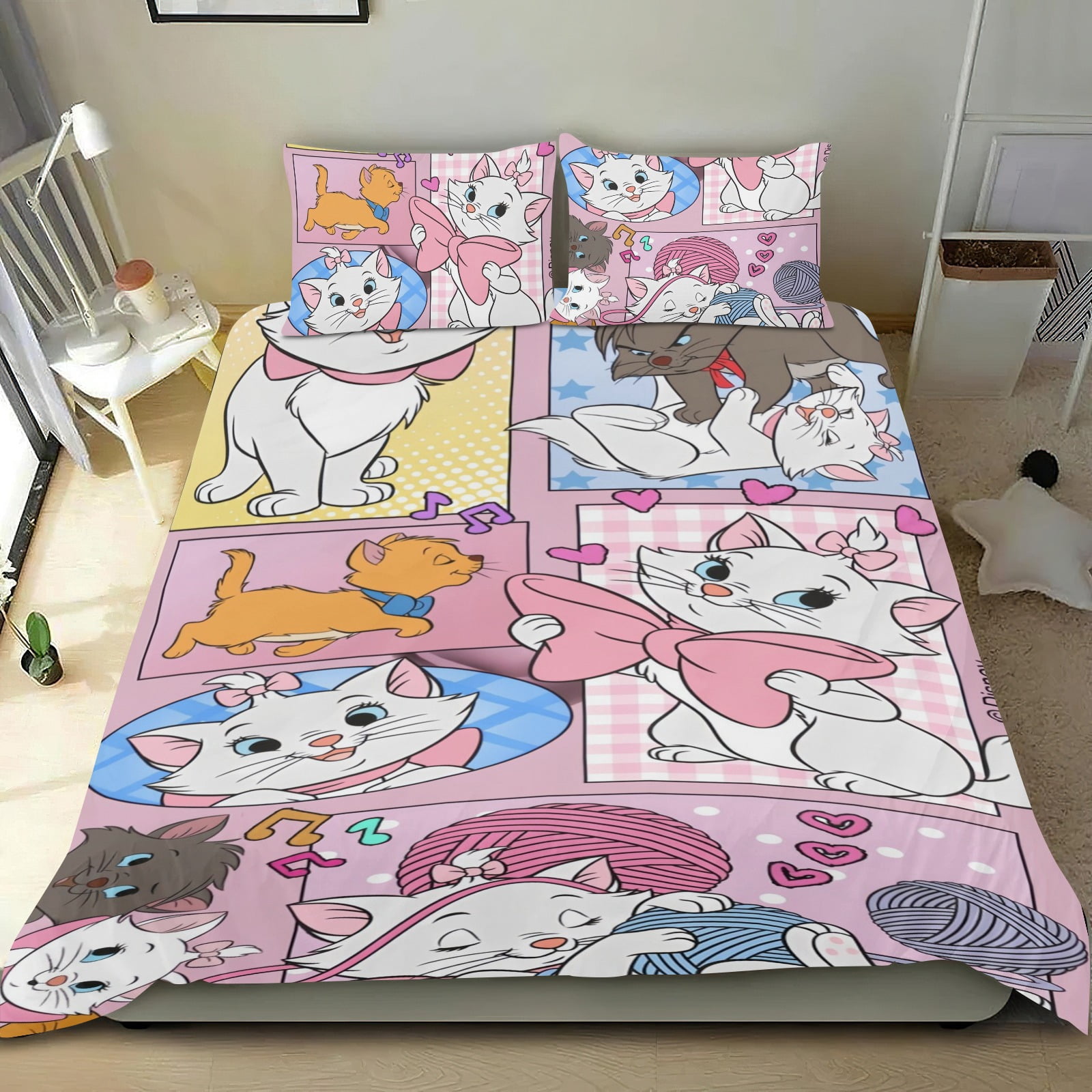 3 Piece Comforter Cover Set For Marie Cat Bedding Set Cute Duvet Cover ...