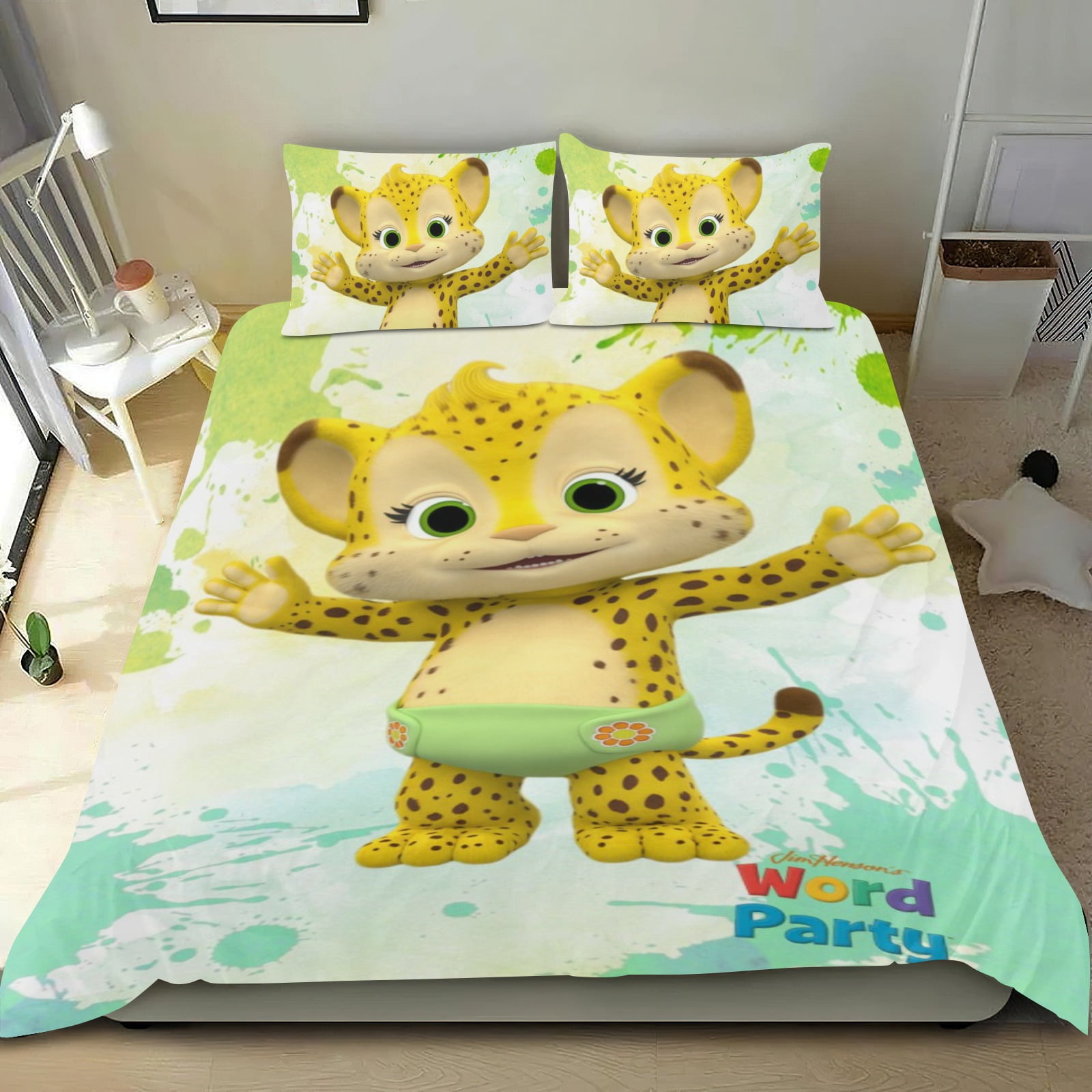 3 Piece Comforter Cover Set For Word Party Bedding Set Cute Duvet Cover ...