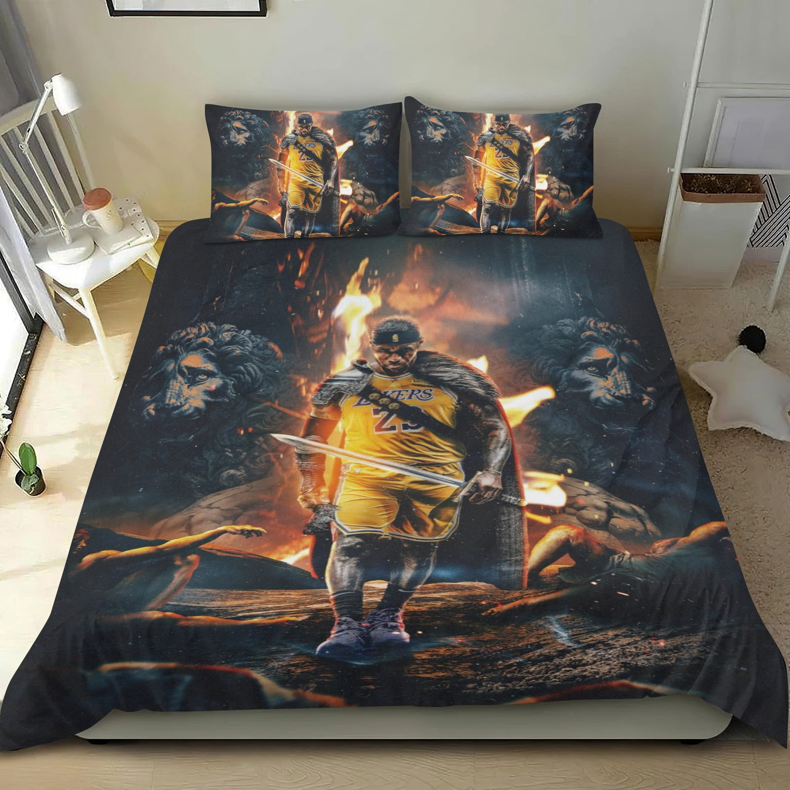 3 Piece Comforter Set For Emperor Lebron James Bedding Set Cute Duvet ...