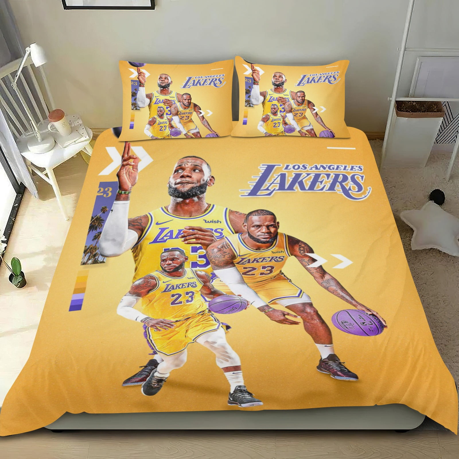 3 Piece Comforter Set For Emperor Lebron James Bedding Set Cute Duvet ...