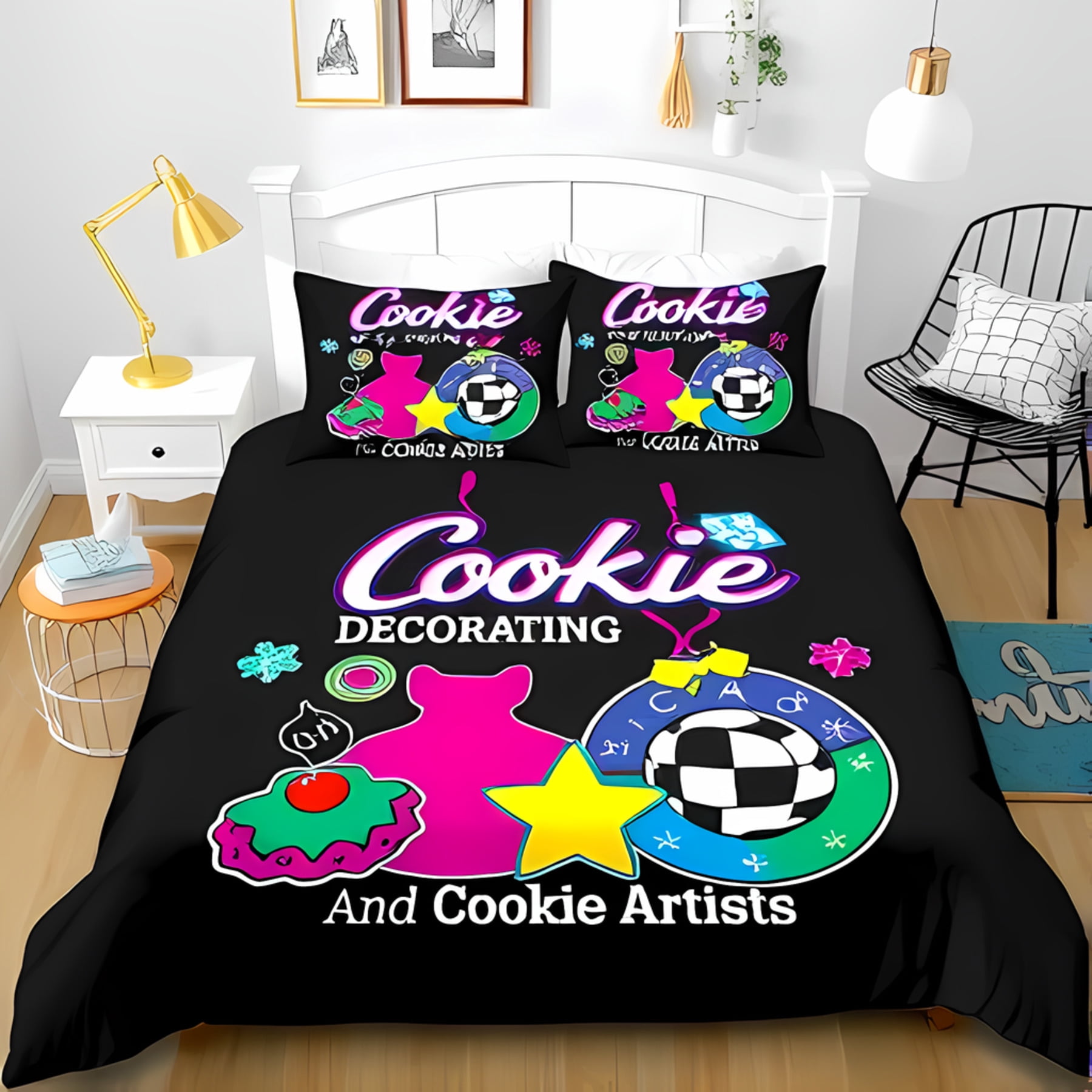3-Piece Cookie Decorating Duvet Cover Set - Whimsical Cupcakes Playful ...