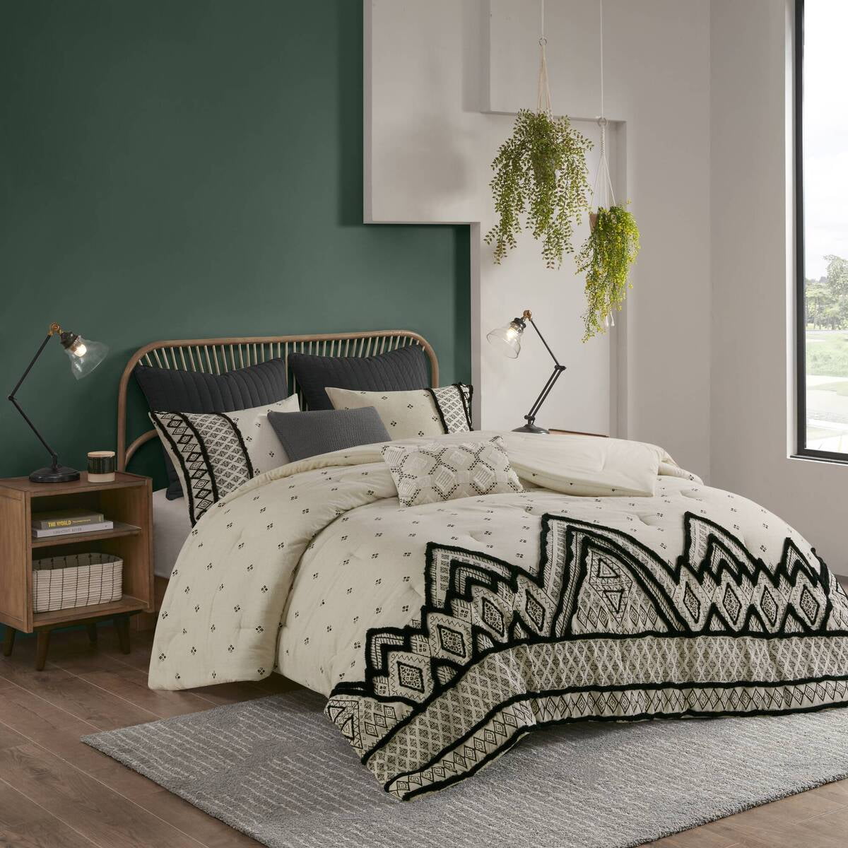 3 Piece Cotton and Flax Linen Blend Comforter Set Natural King/Cal King ...
