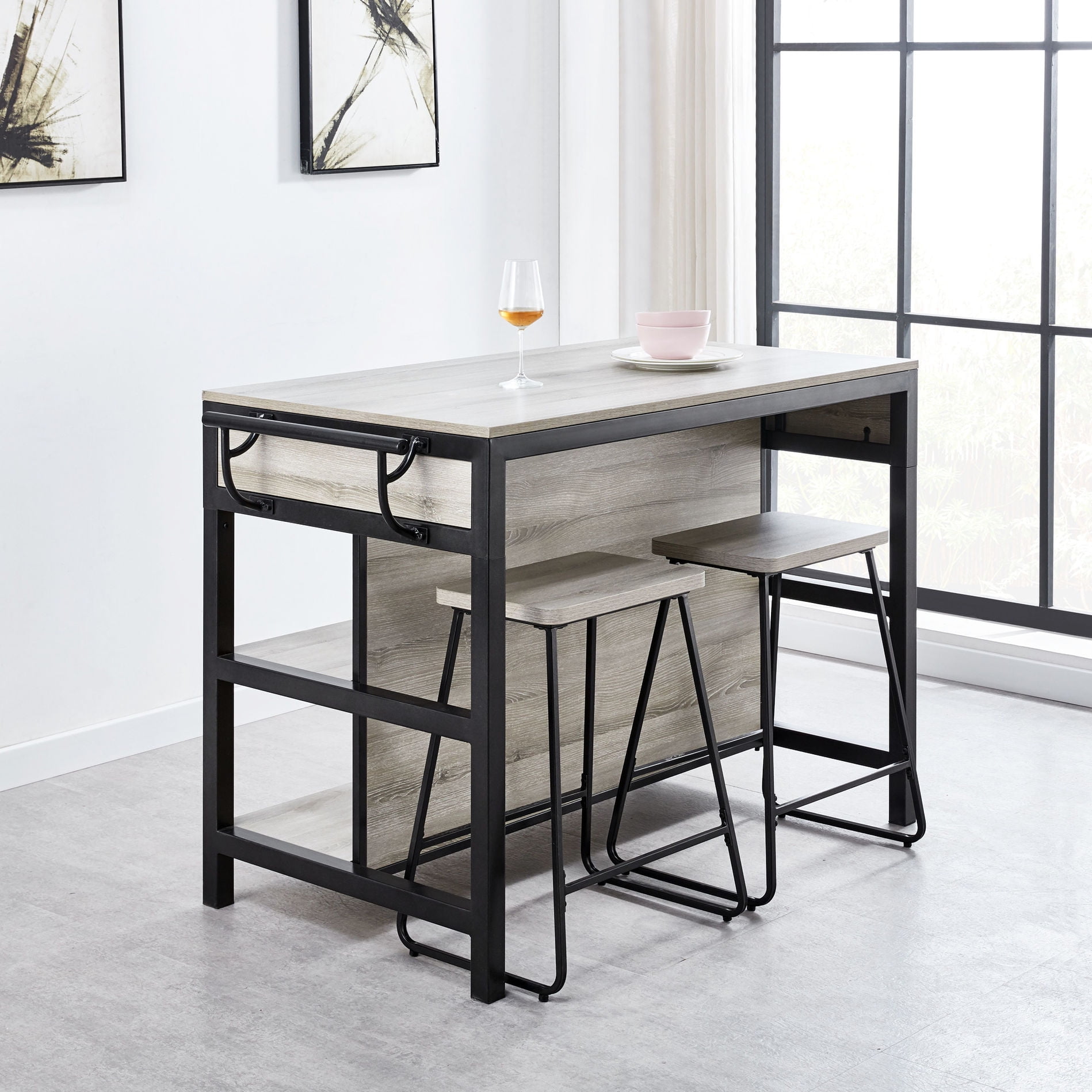 3 Piece Counter Height Dining Set | Ideal for Dining or Standing Work ...