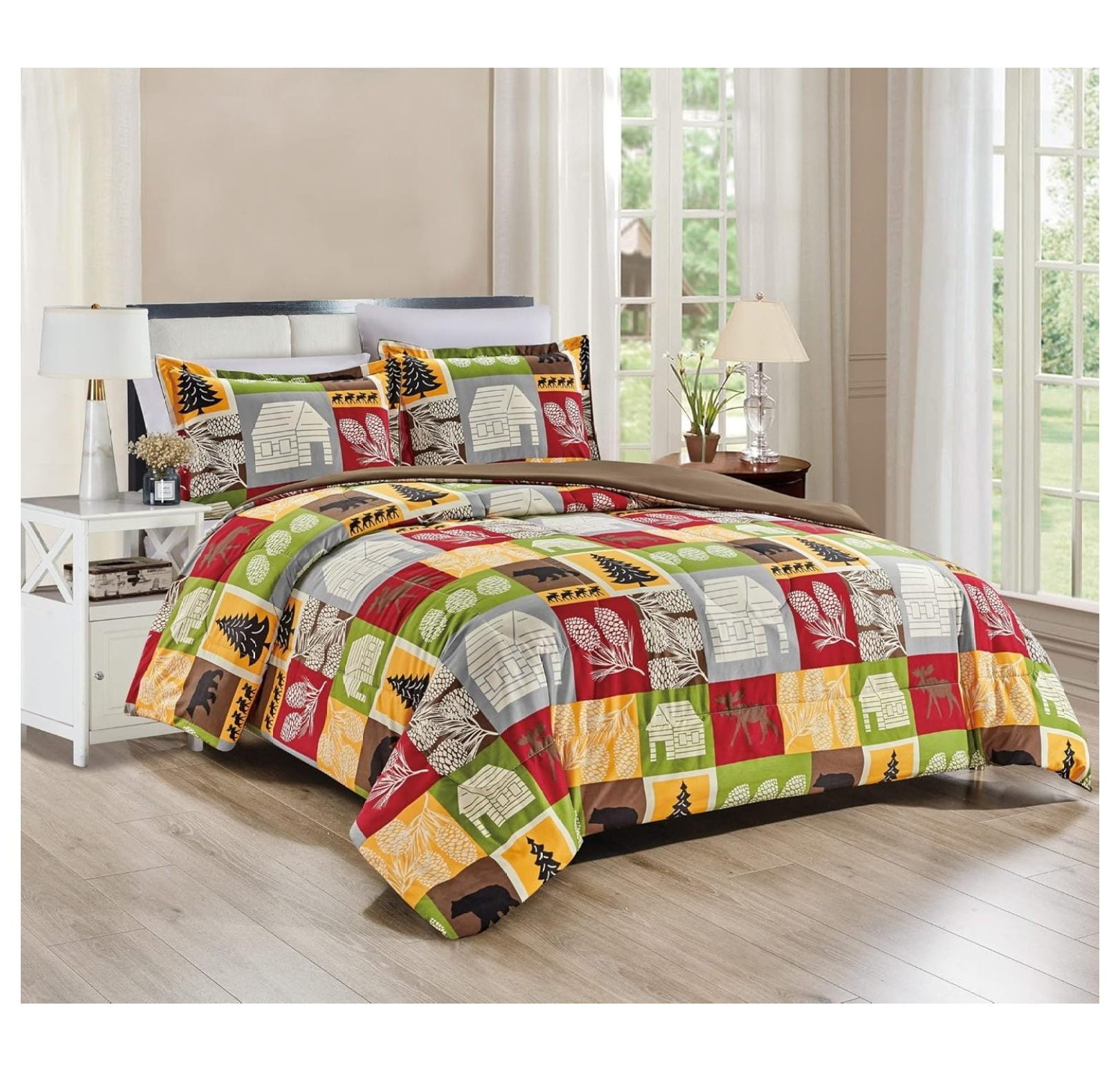 3-Piece Country Cabin Camping Wildlife Microfiber Printed Comforter Set ...