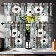 GALMAXS7 Rustic Country Farmhouse 3 Piece Kitchen Curtain Set, Vintage ...