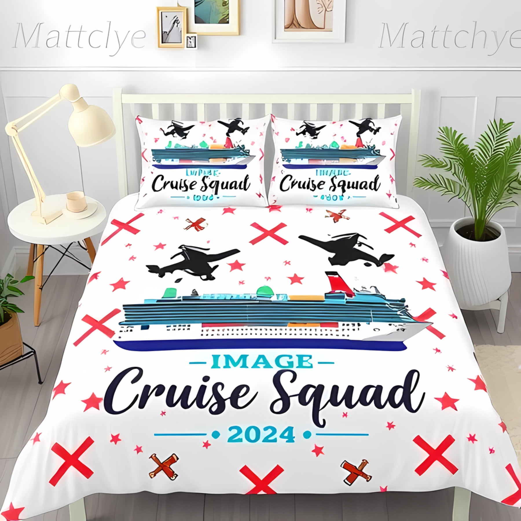 3-Piece Cruise Duvet Cover Set - Colorful Ship & Airplane Design ...