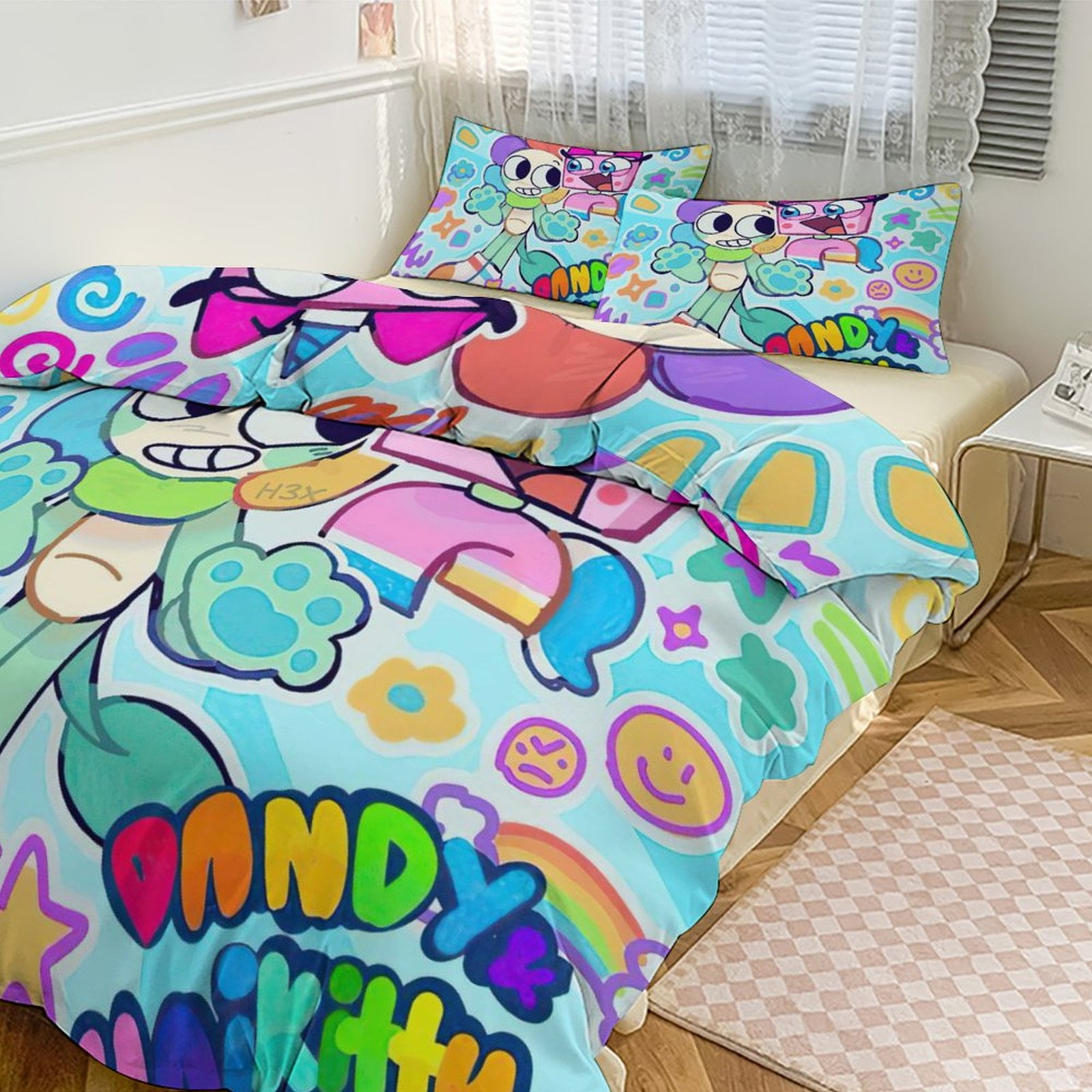 3 Piece Dandy's World Bedding Set, Cute Soft Cozy Bedding Duvet Cover ...