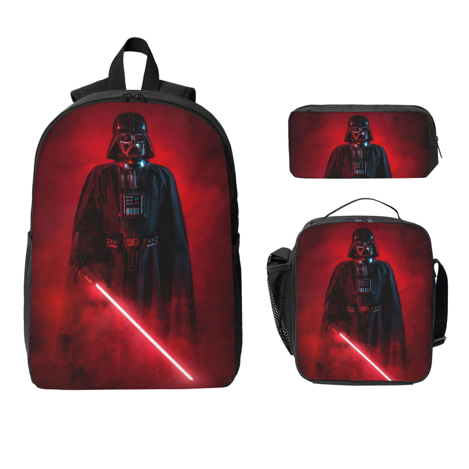 3 Piece Darth Vader 17" Backpack Set with Lunch Box Pencil Case Travel ...