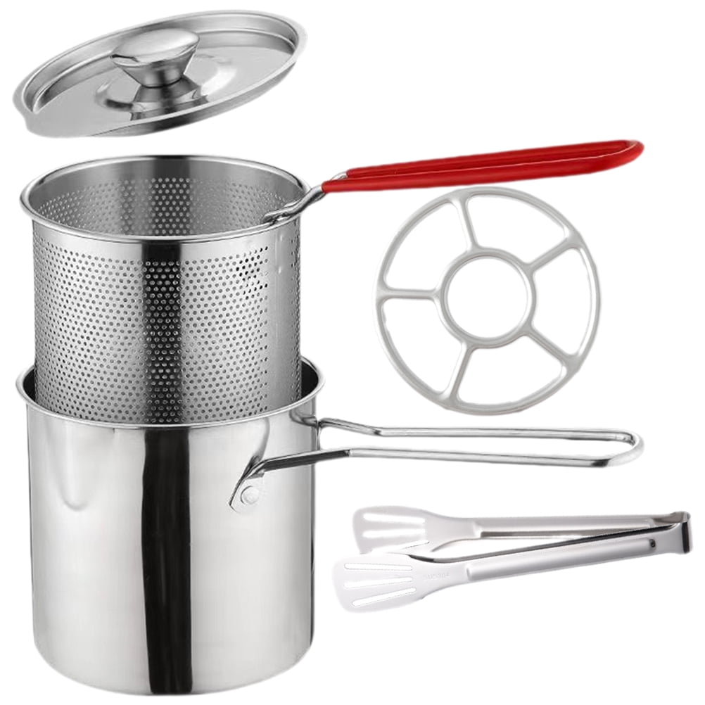 3-Piece Deep Fryer Set - 8" Pot with Basket & Lid for Chicken/Fish ...