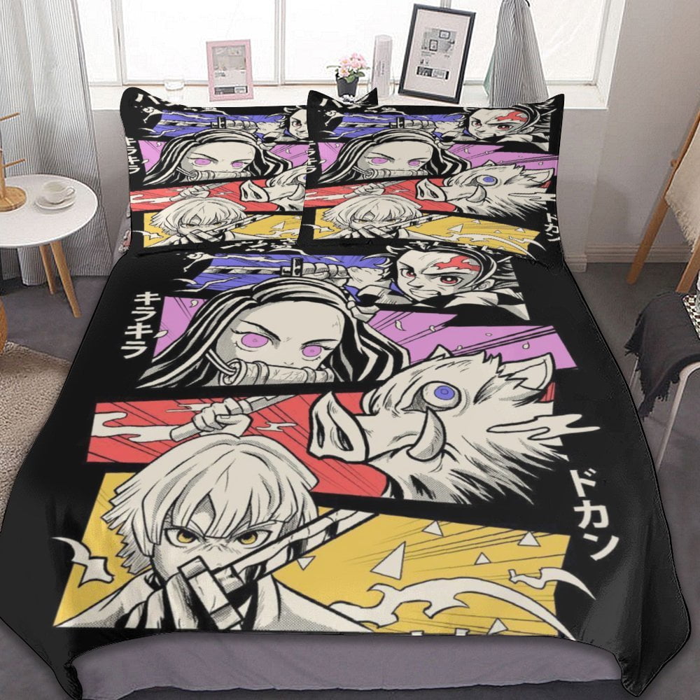3 Piece Demon Slayer Bedding Duvet Cover Sets,Tanjiro Nezuko Zenitsu ...