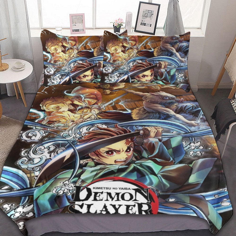 3 Piece Demon Slayer Bedding Duvet Cover Sets,Tanjiro Nezuko Zenitsu ...