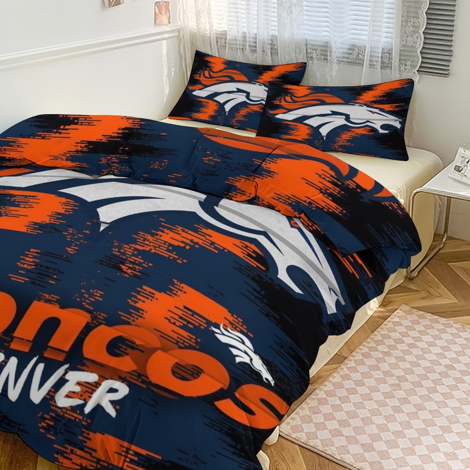 3 Piece Denver Football Bedding Set, Soft Cozy Duvet Cover Set with Cartoon 2 Pillowcases for ...