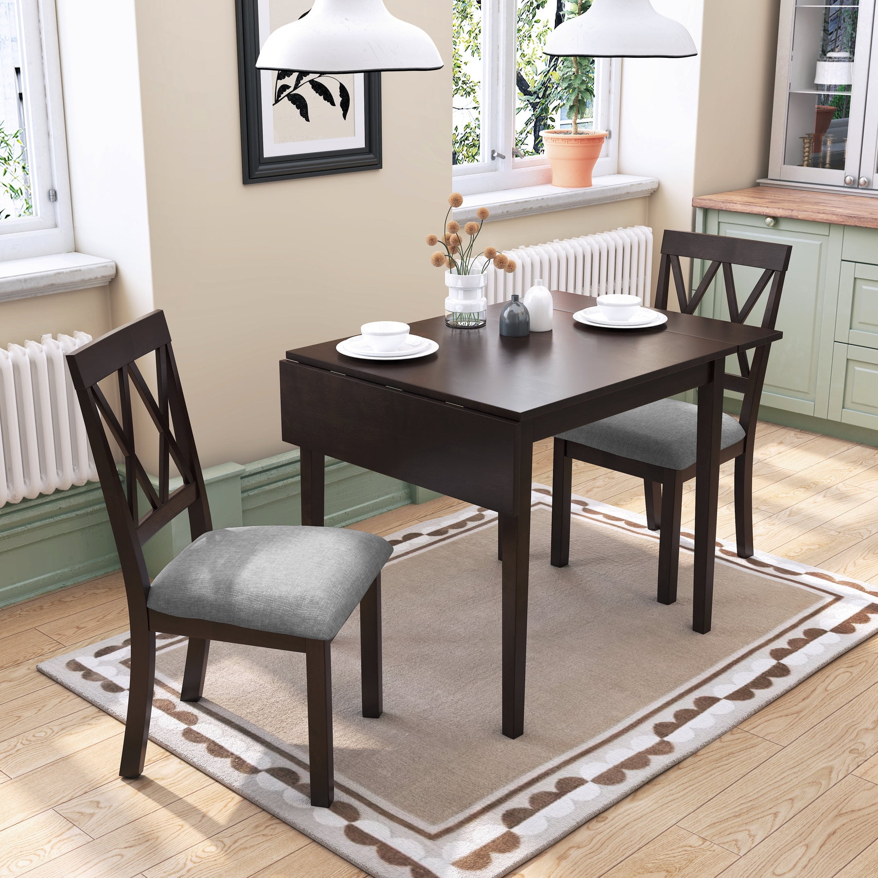 3-Piece Dining Collection | Multifunctional Drop Leaf Feature | MDF ...