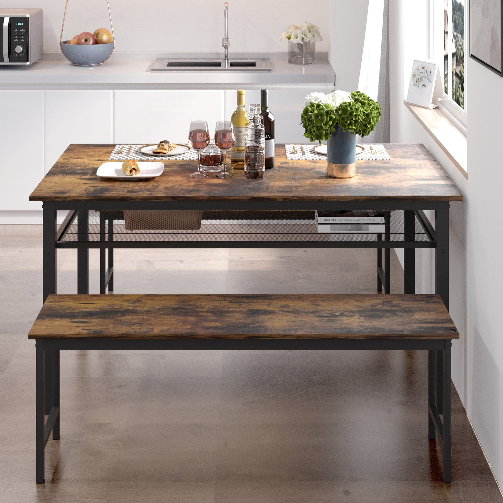 3-Piece Dining Set | Compact Size for Multiple Uses in Kitchen, Dining ...