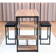Ktaxon 3-Piece Dining Room Set, Round Wooden Kitchen Table and Chairs ...