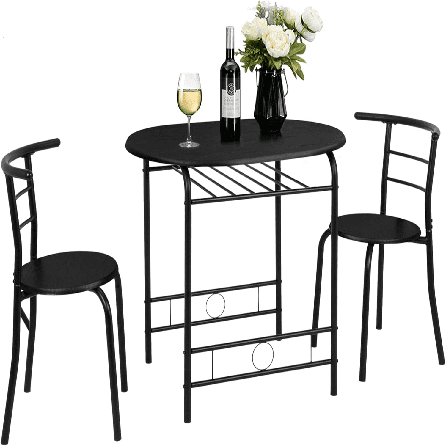 3 Piece Dining Set Small Kitchen Table Set for 2 Breakfast Table Set ...