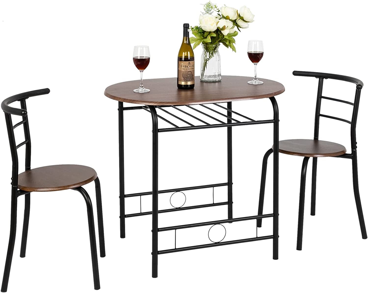 3 Piece Dining Set,Small Kitchen Table Set for 2,Breakfast Table Set ...