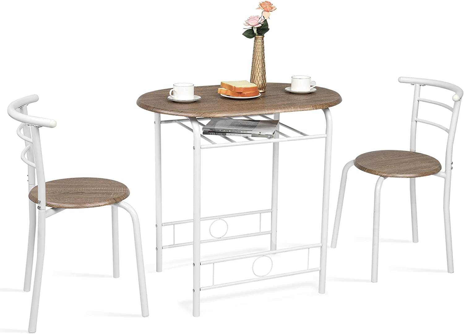 3 Piece Dining Set,Small Kitchen Table Set for 2,Breakfast Table Set ...