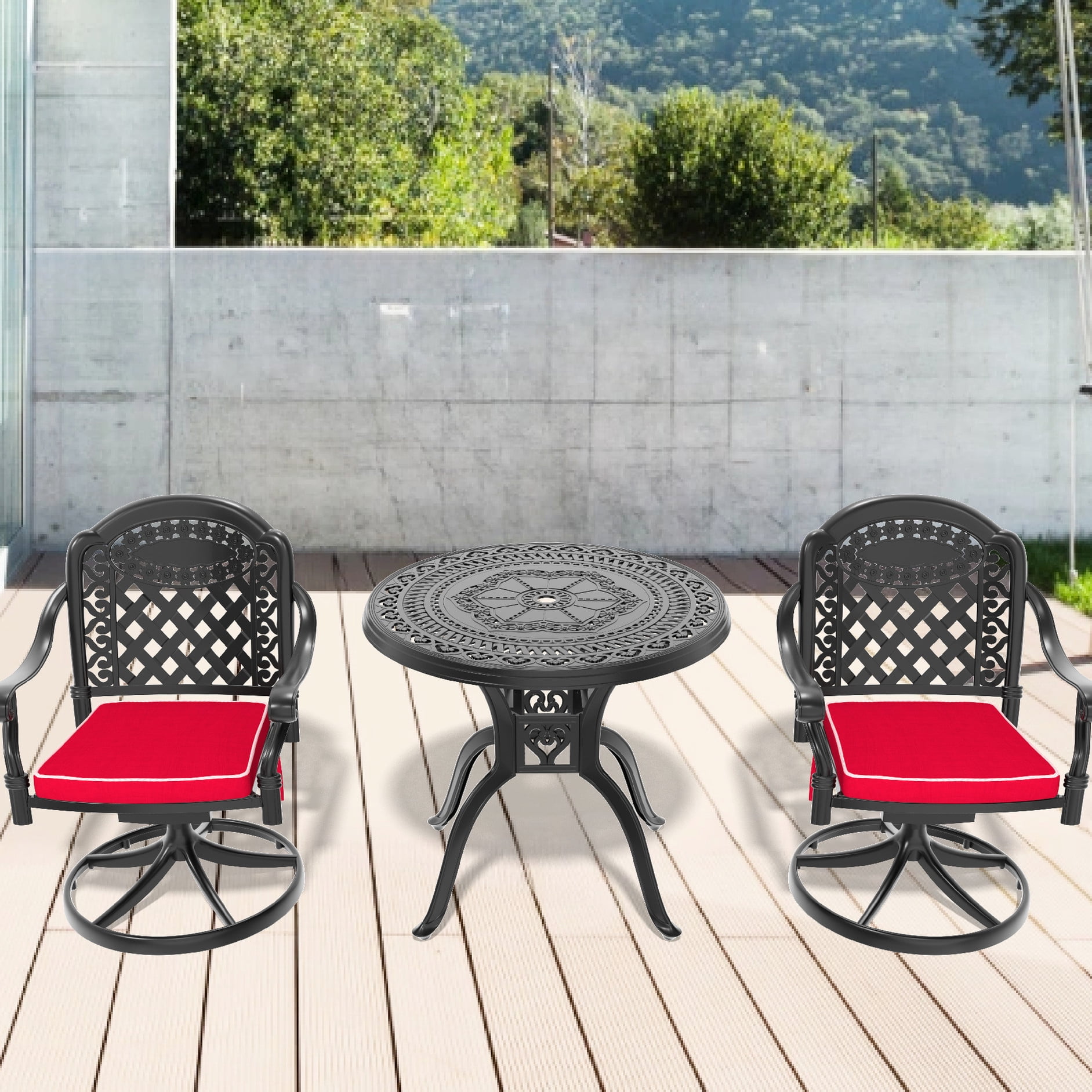 3-Piece Dining Set with Swivel Chairs and Round Table | Ideal for ...