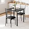 3-Piece Dining Table Set for 2, 29.1" Square Kitchen Table and 2 Metal ...