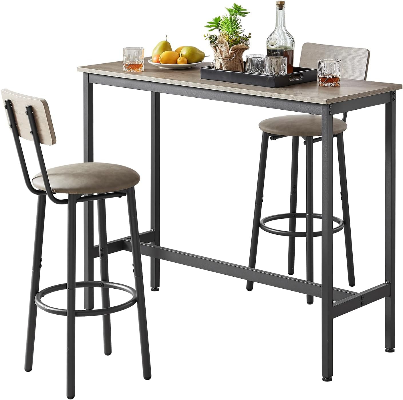 3-Piece Dining Table Set for 2, Modern Bar Table and Chairs Set for ...