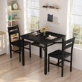 3 Piece Dining Table Set for 2, Small Wooden Kitchen Table with Storage ...