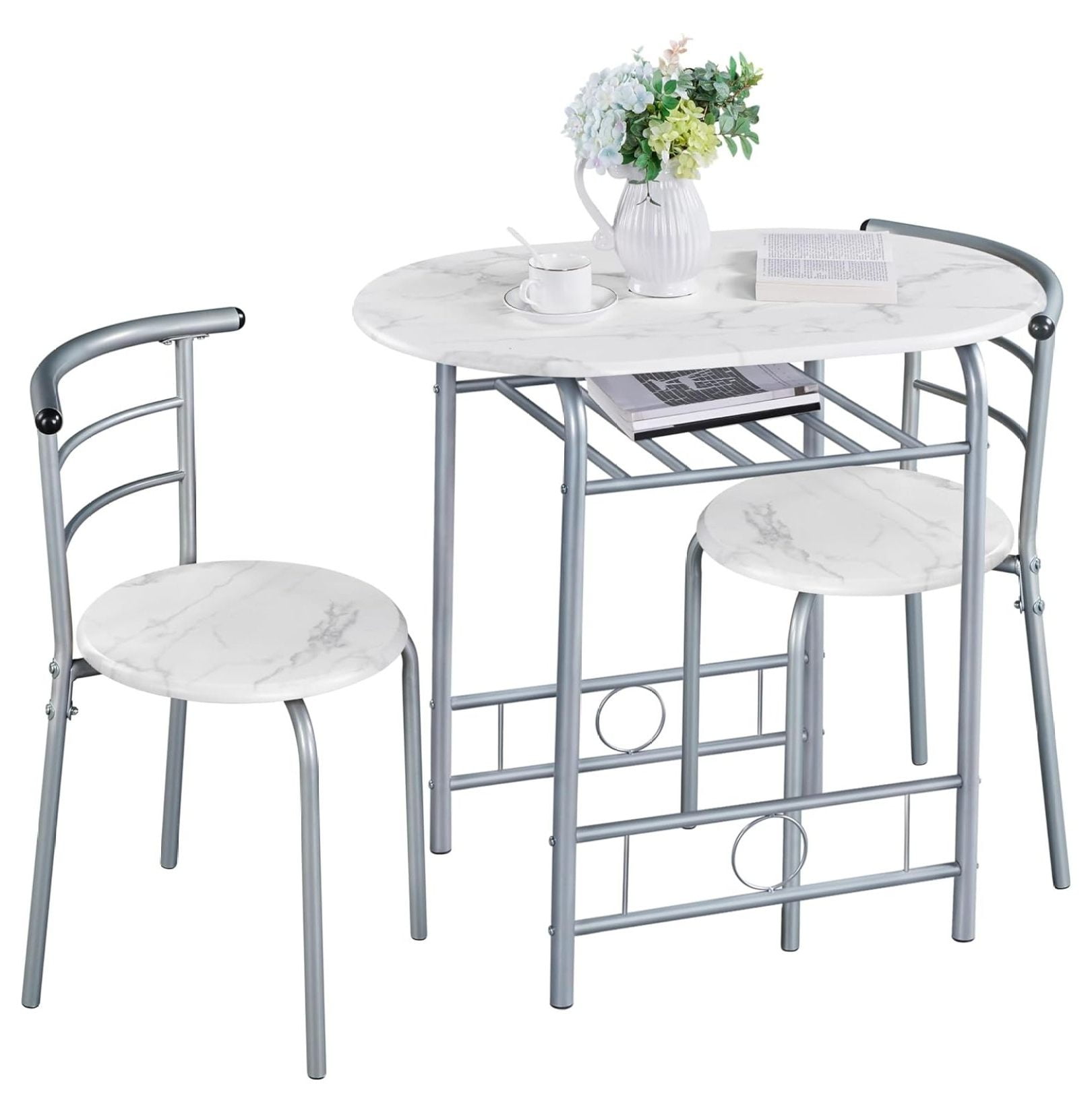 3-Piece Dining Table Set, Breakfast Bistro Table Set for 2, Small ...